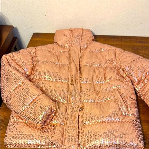 VENUS | Jackets & Coats | Sequin Puffer Jacket In Peach | Poshmark